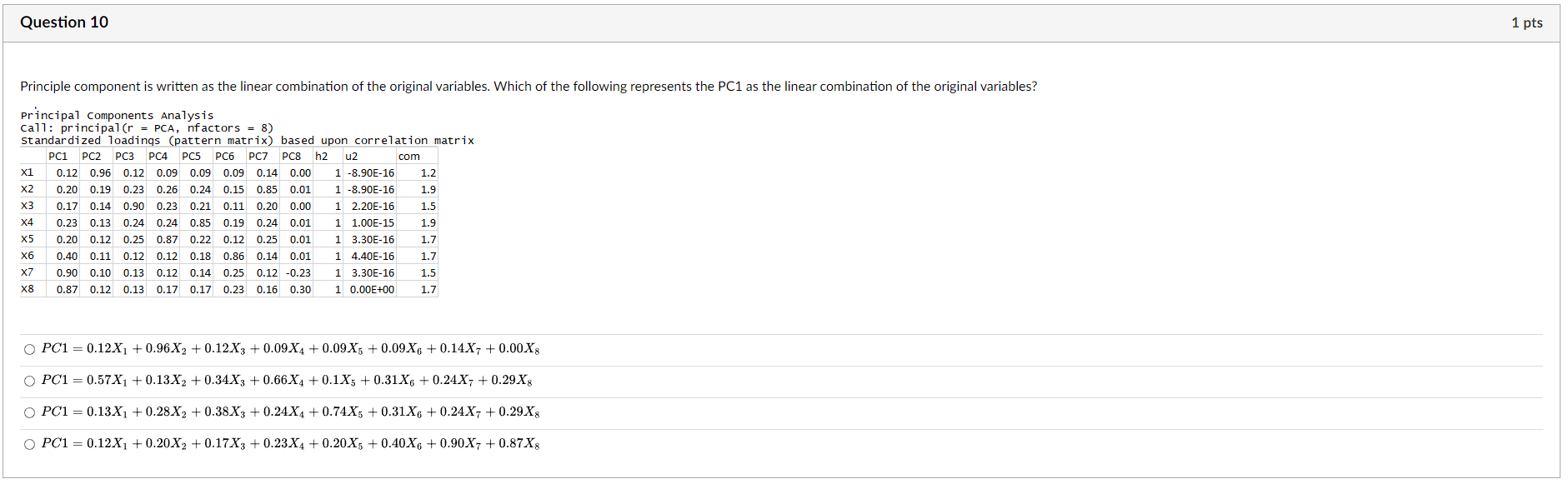 Solved Principle component is written as the linear | Chegg.com