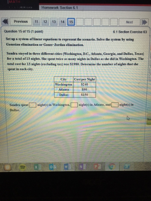 Solved Set Up A System Of Linear Equations To Represent The 