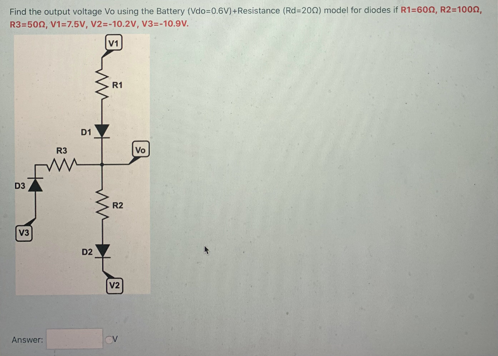 Solved Find the output voltage Vo using the Battery | Chegg.com