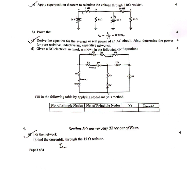 Solved 2) Apply superposition theorem to calculate the | Chegg.com