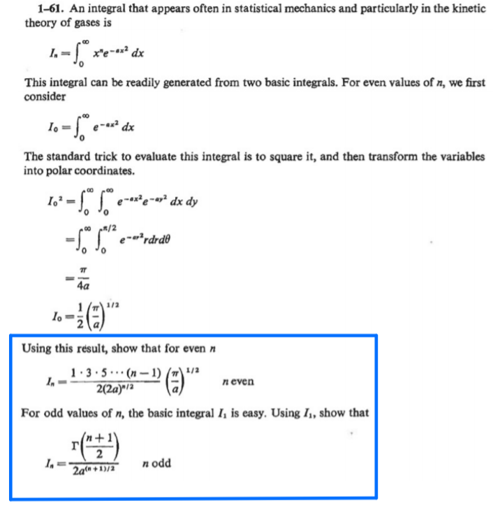 Solved 1-61. An integral that appears often in statistical | Chegg.com