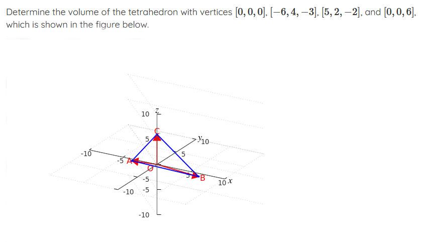 Solved Determine the volume of the tetrahedron with vertices | Chegg.com