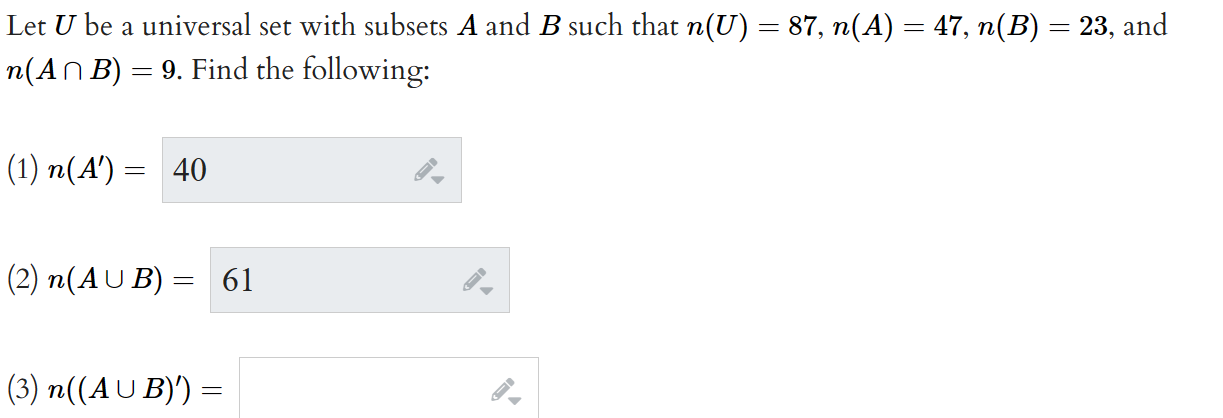 Solved Let U be a universal set with subsets A and B such | Chegg.com