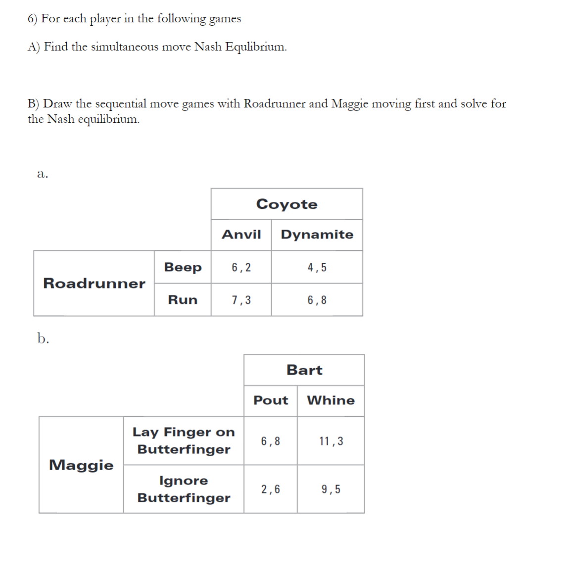 Solved A) Find the simultaneous move Nash Equlibrium. B) | Chegg.com