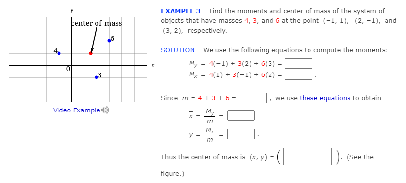 Solved у center of mass EXAMPLE 3 Find the moments and | Chegg.com