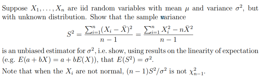 Solved Suppose X1,.., Xn are iid random variables with mean | Chegg.com