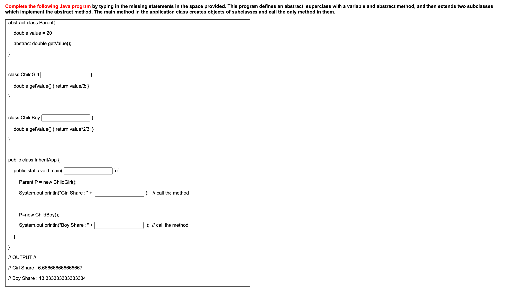 Solved Complete The Following Java Program By Typing In The 