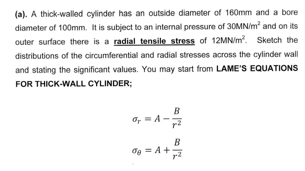 Solved (a). A thick-walled cylinder has an outside diameter | Chegg.com