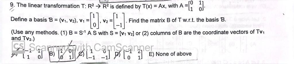 Solved 9. The linear transformation T:R2→R2 is defined by | Chegg.com