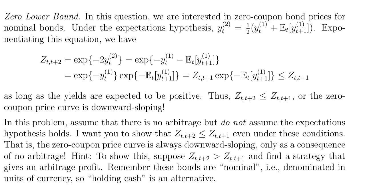 Solved (2) (1) - Zero Lower Bound. In this question, we are | Chegg.com