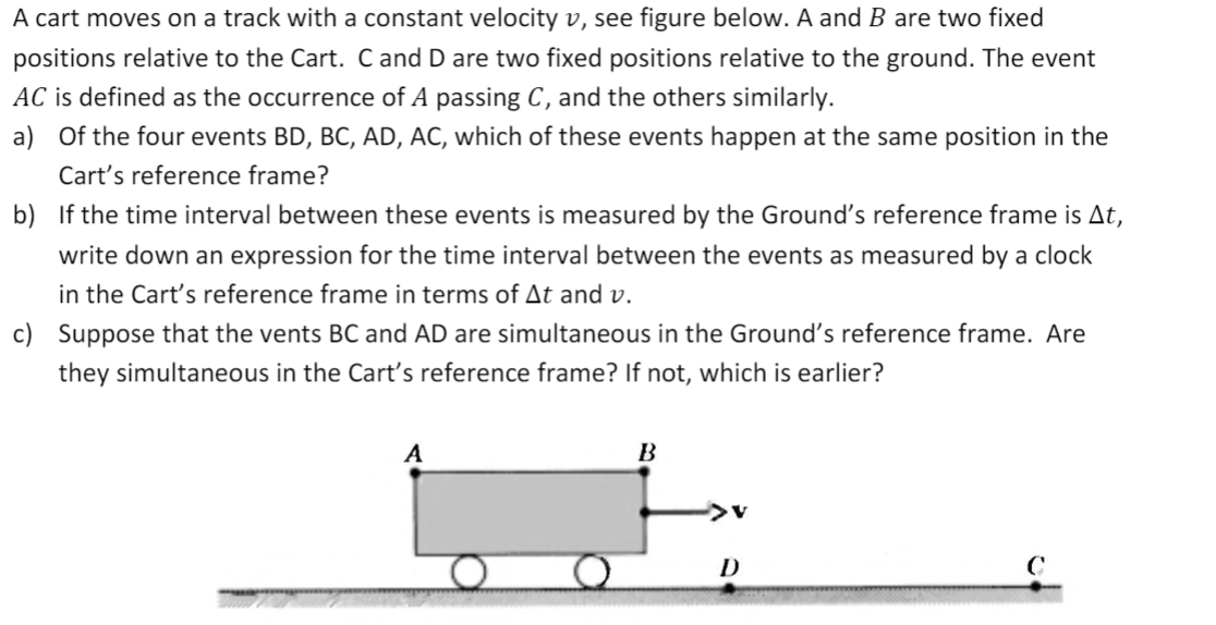 Solved A cart moves on a track with a constant velocity v, | Chegg.com