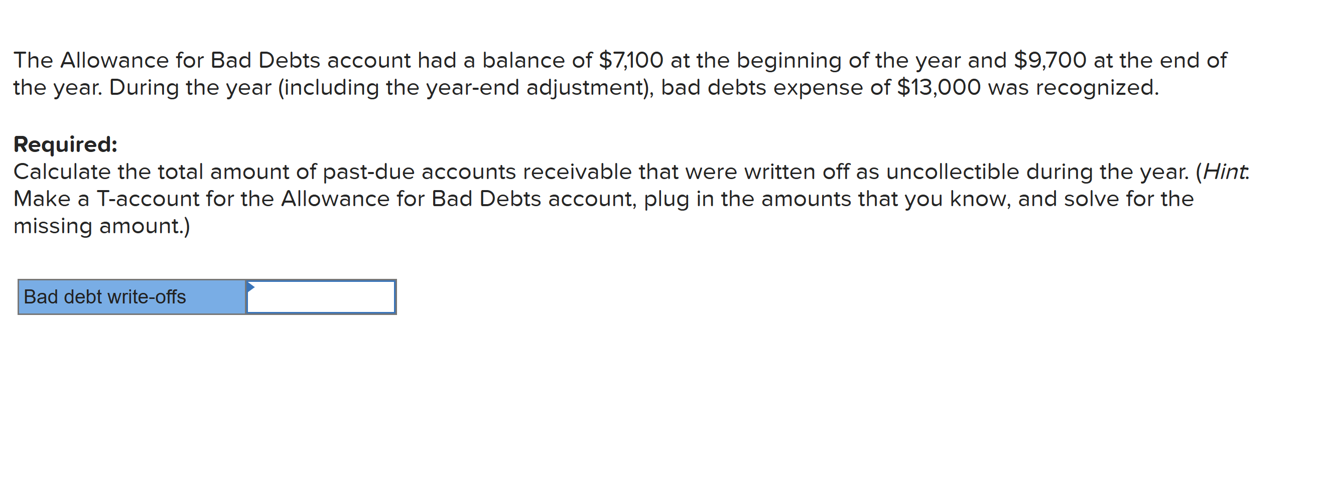 Solved The Allowance for Bad Debts account had a balance of | Chegg.com