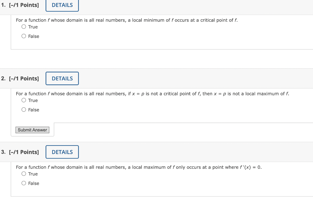 Solved For a function f whose domain is all real numbers, a | Chegg.com