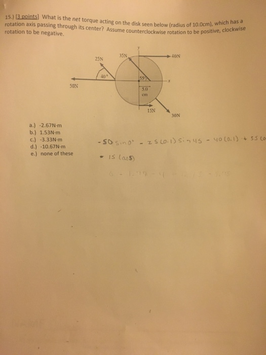 Solved What is the net torque acting on the disk seen below | Chegg.com