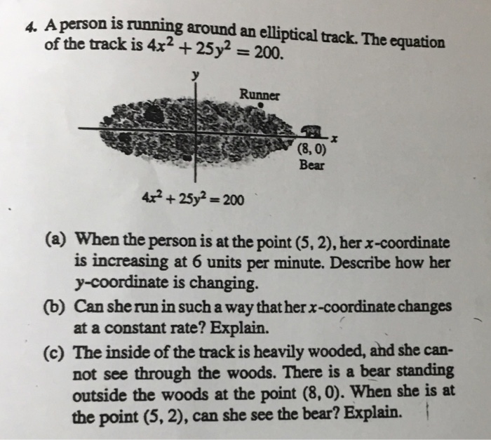 Solved 4. A person is running around an elliptical track. | Chegg.com