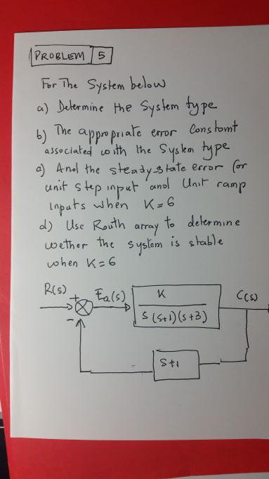 Solved For The System below a) Determine the System type b) | Chegg.com