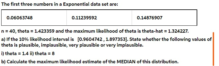Solved The first three numbers in a Exponential data set | Chegg.com