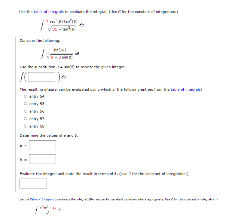 Solved Use the table of integrals to evaluate the integral. | Chegg.com