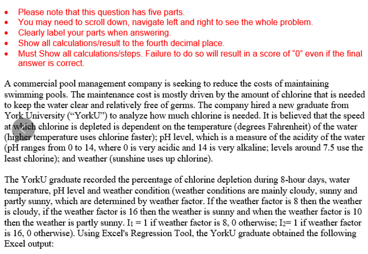 - Please note that this question has five parts. - | Chegg.com
