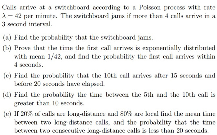 Solved Calls arrive at a switchboard according to a Poisson | Chegg.com