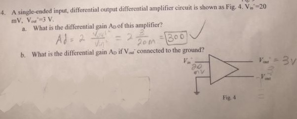 Solved 20 4. A single-ended input, differential output | Chegg.com