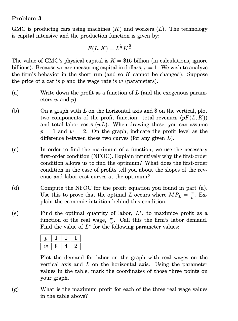 Problem 3 GMC is producing cars using machines (K) | Chegg.com