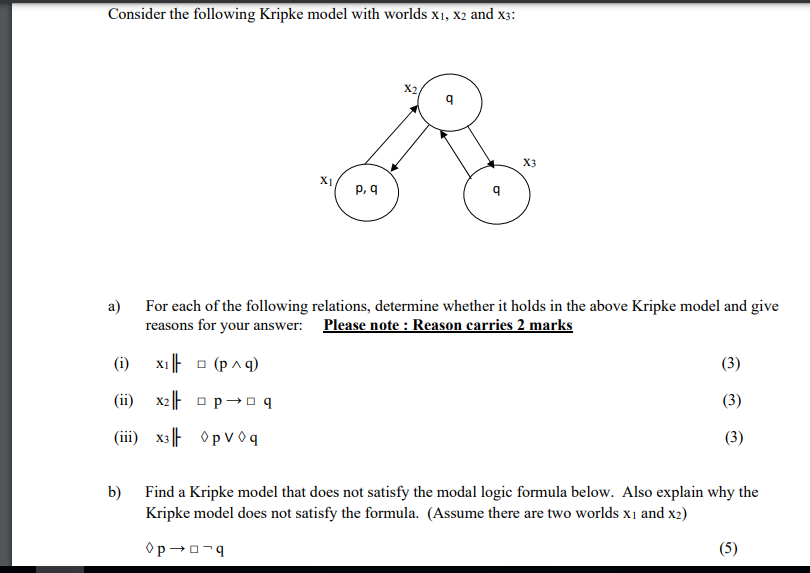 Solved Consider the following Kripke model with worlds x1,x2 | Chegg.com