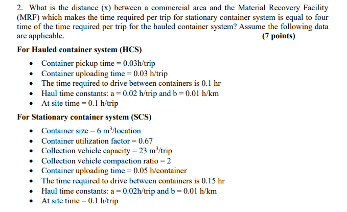 2. What is the distance (x) between a commercial area | Chegg.com