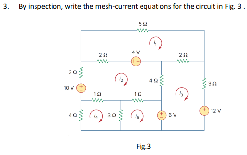 Solved By inspection, write the mesh-current equations for | Chegg.com