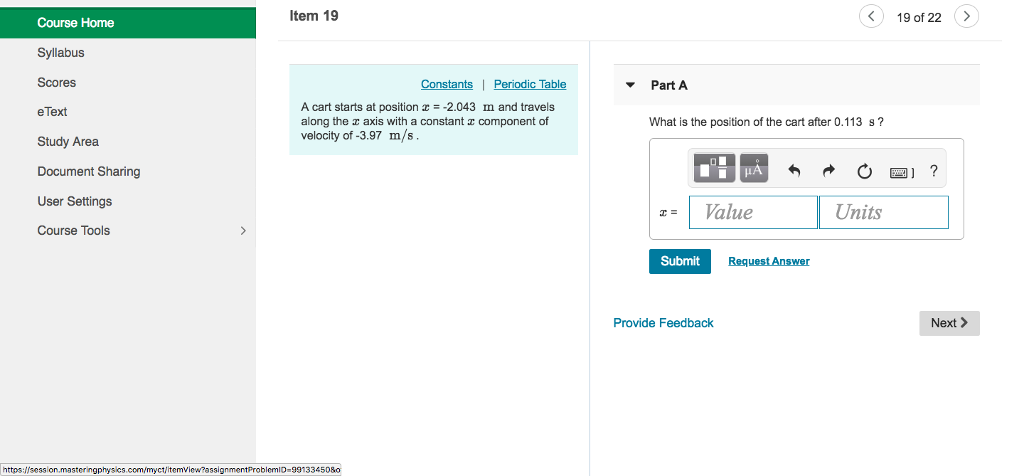 Solved Item 19 19 of 22> Course Home Syllabus Scores eText | Chegg.com