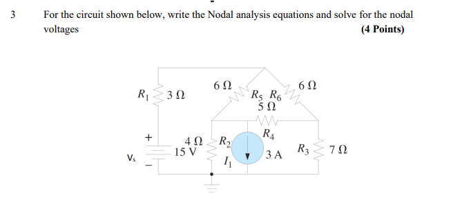 Solved For the circuit shown below, write the Nodal analysis | Chegg.com