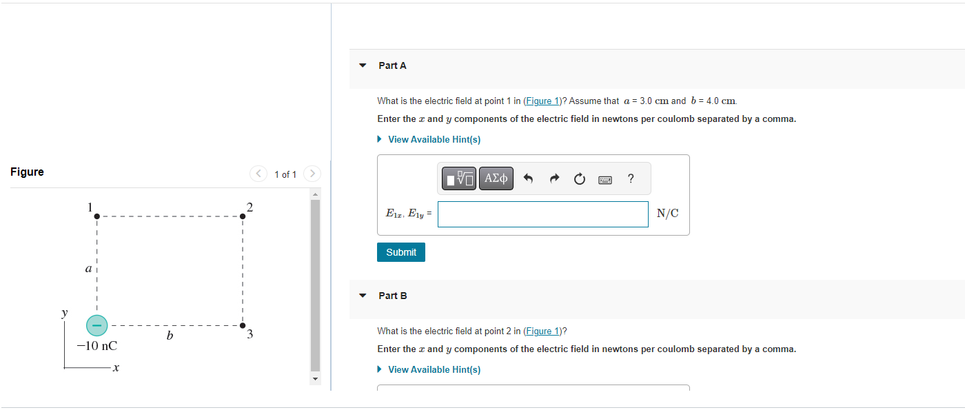 Solved What Is The Electric Field At Point 1 In Figure 1