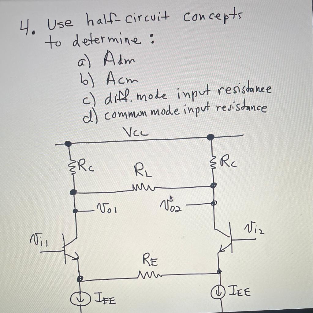 Solved 4. Use half-circuit concepts to determine : Amir a) | Chegg.com Solved 4. Use half-circuit concepts to determine : Amir a) | Chegg.com