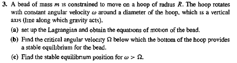 Solved 3. A bead of mass m is constrained to move on a hoop | Chegg.com