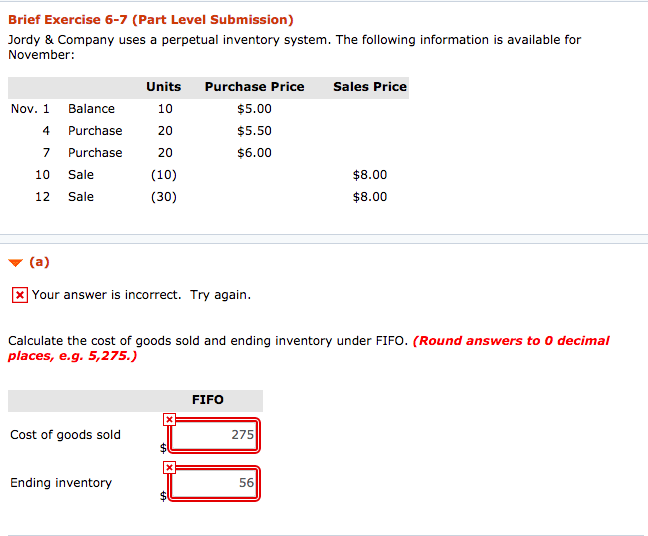 Solved Brief Exercise 6-7 (Part Level Submission) ordy & | Chegg.com