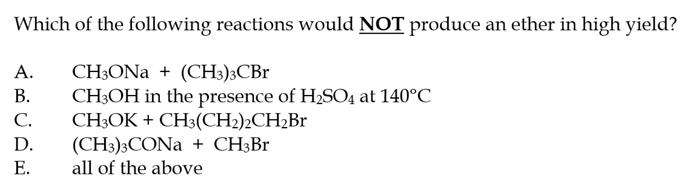 Solved Which of the following reactions would NOT produce an | Chegg.com