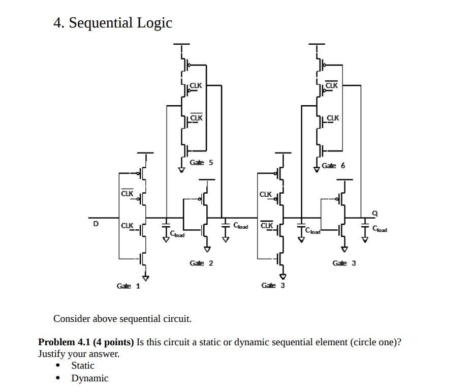 Solved 4. Sequential Logic JACLK CLK Gate 5 D CLK CLK CLK | Chegg.com