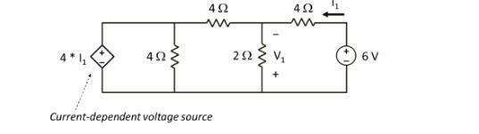 Solved 4Ω 4Ω 414 4Ω 6V Current-dependent voltage source | Chegg.com