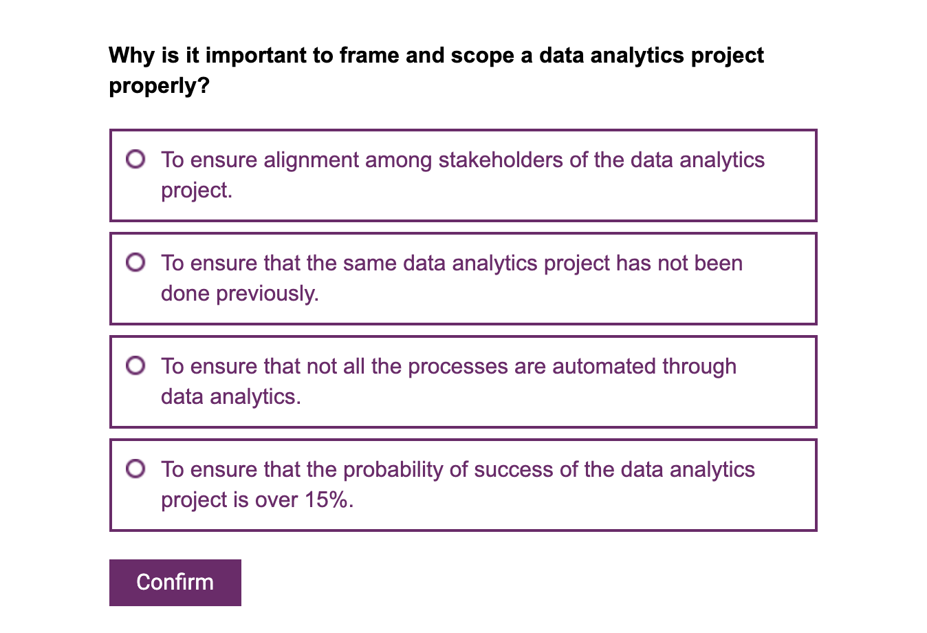 Solved Why is it important to frame and scope a data | Chegg.com