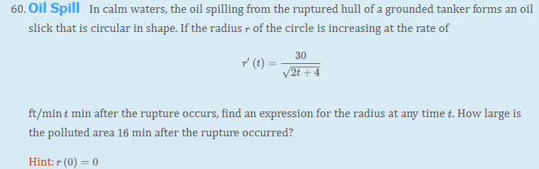 Solved 60. Oil Spill In calm waters, the oil spilling from | Chegg.com