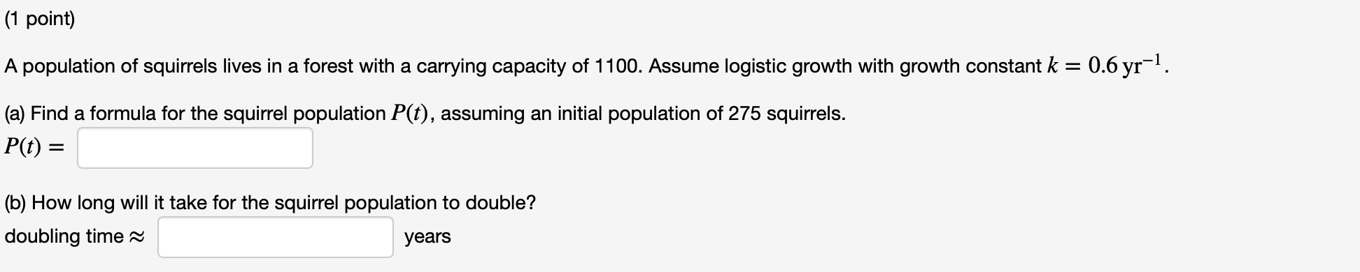 Solved A population of squirrels lives in a forest with a | Chegg.com
