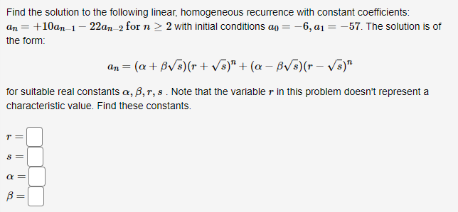 Solved Find the solution to the following linear, | Chegg.com