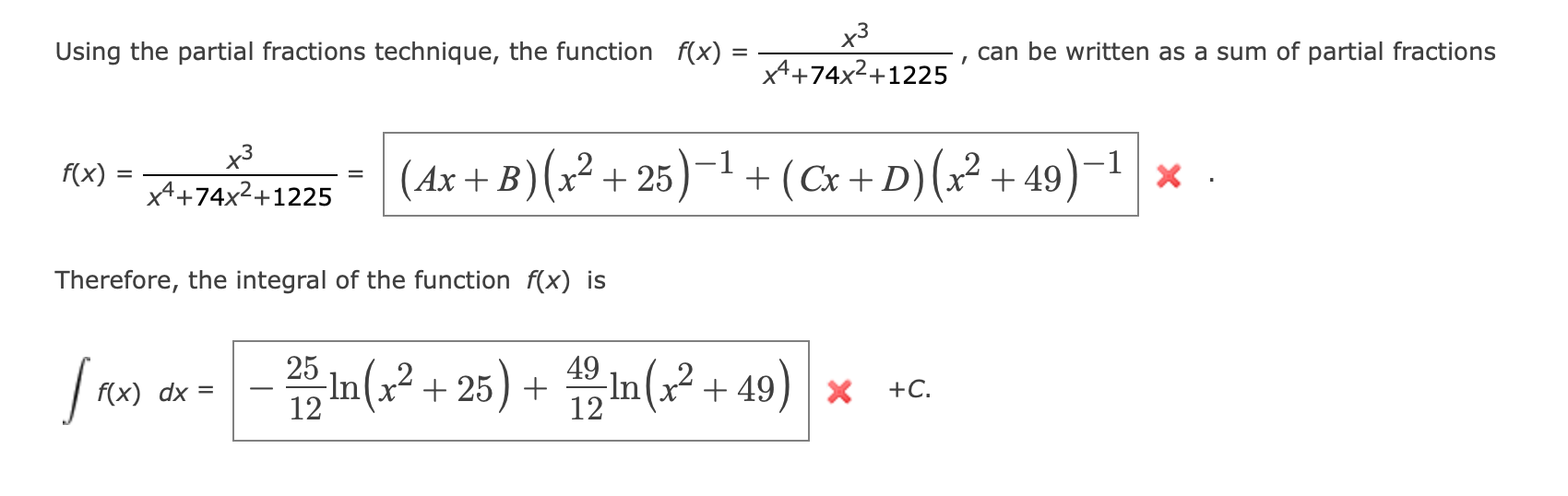 Solved Using the partial fractions technique, the function | Chegg.com
