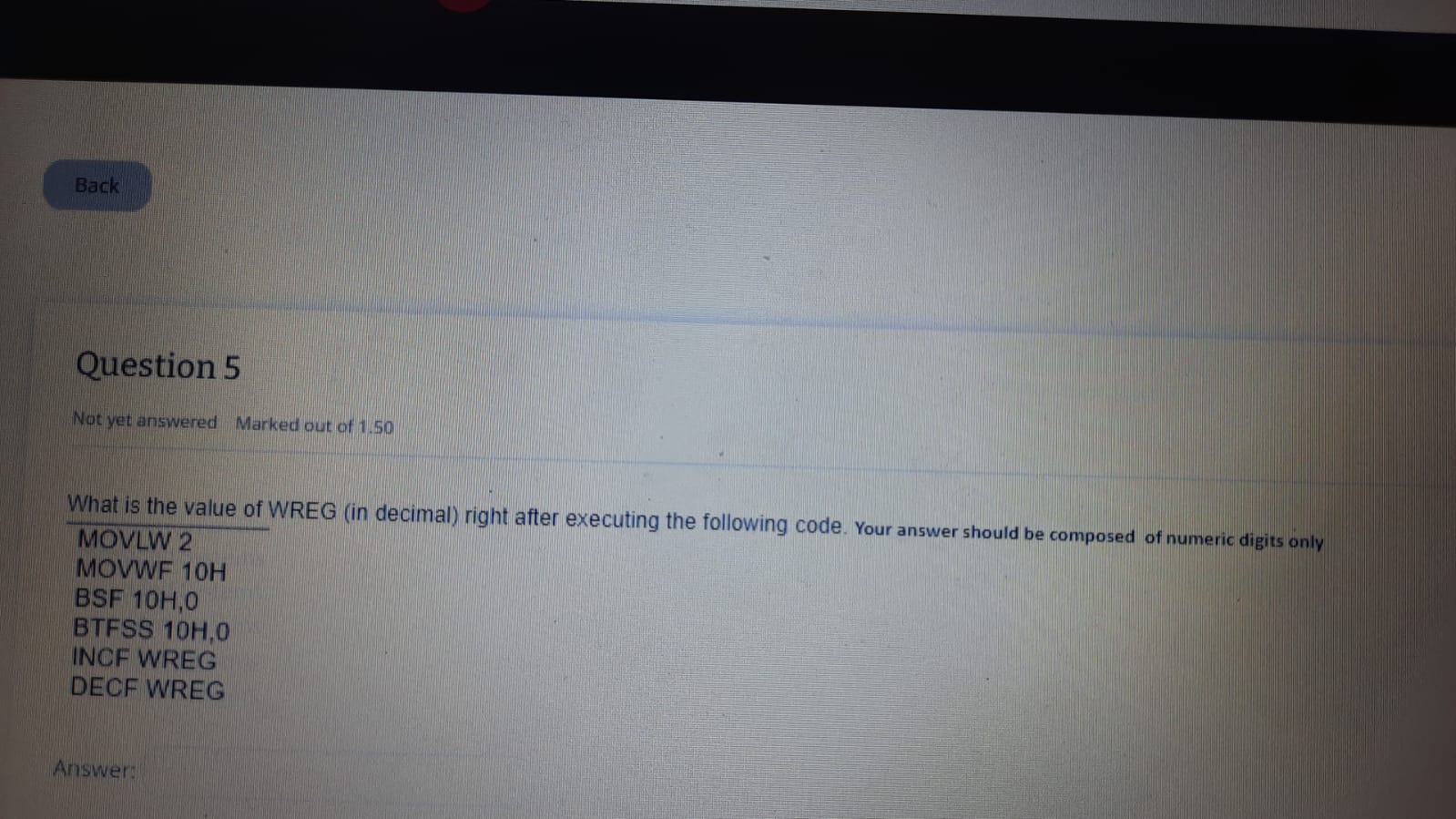 Solved What is the value of WREG (in decimal) right after | Chegg.com
