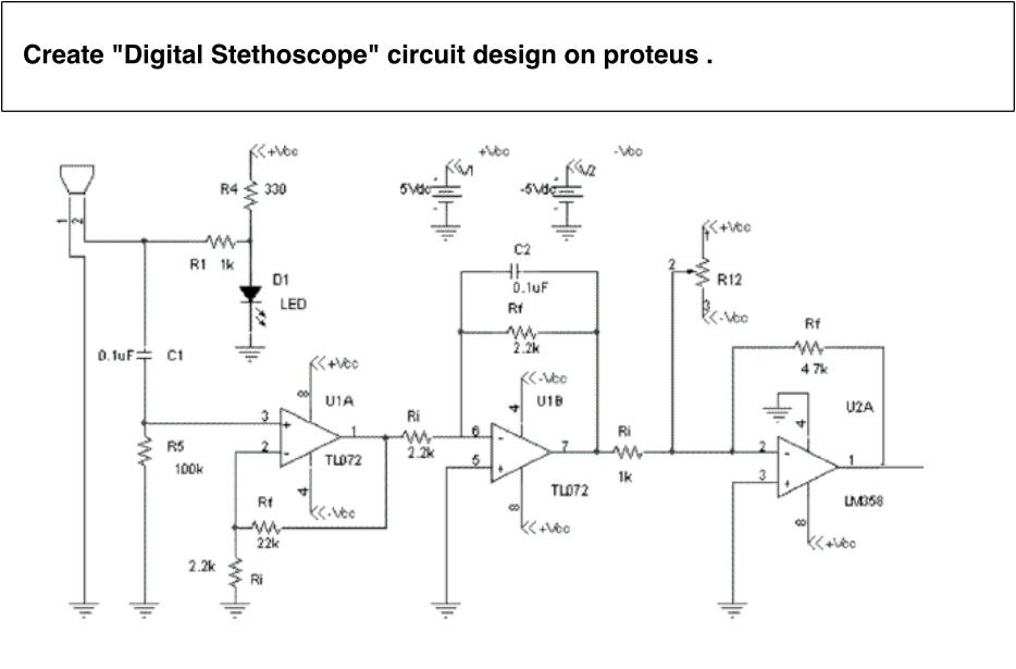Create "Digital Stethoscope" circuit design on | Chegg.com