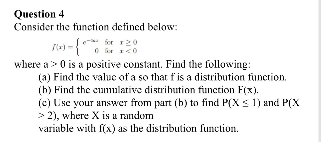 Solved Question 4Consider the function defined | Chegg.com