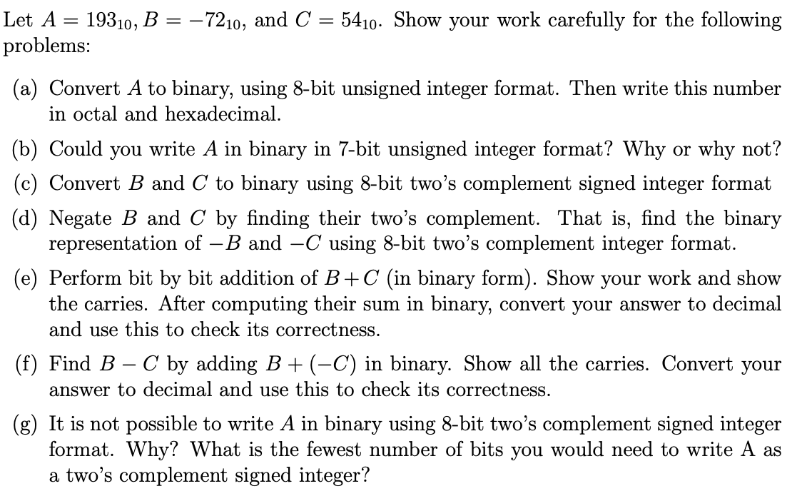 Solved 19310, B = –7210, and C = 5410. Show your work | Chegg.com