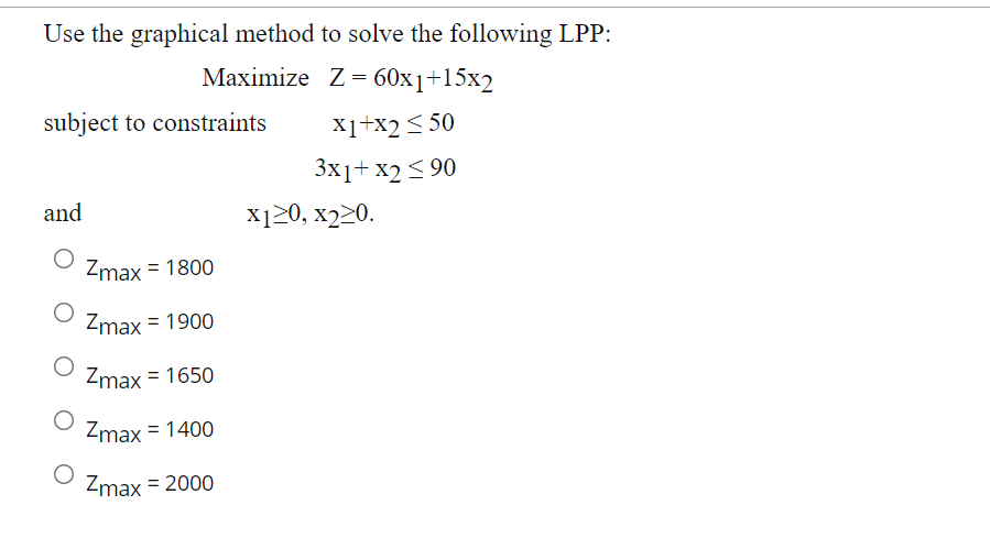 Solved Use the graphical method to solve the following LPP: | Chegg.com