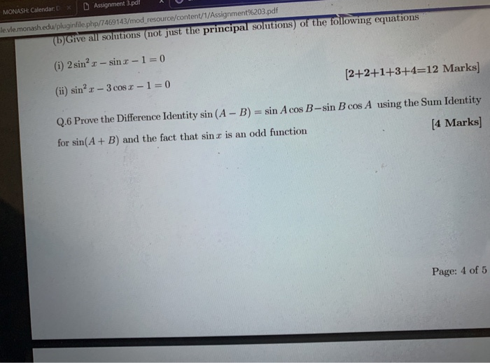 Solved MONASH: Calendar: D Assignment 3.pd 1/Assign 3.pdf | Chegg.com