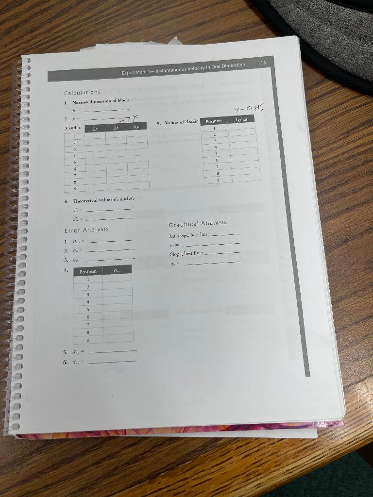 EXPERIMENT 5-INSTANTANEOUS VELOCITY IN ONE DIMENSION | Chegg.com